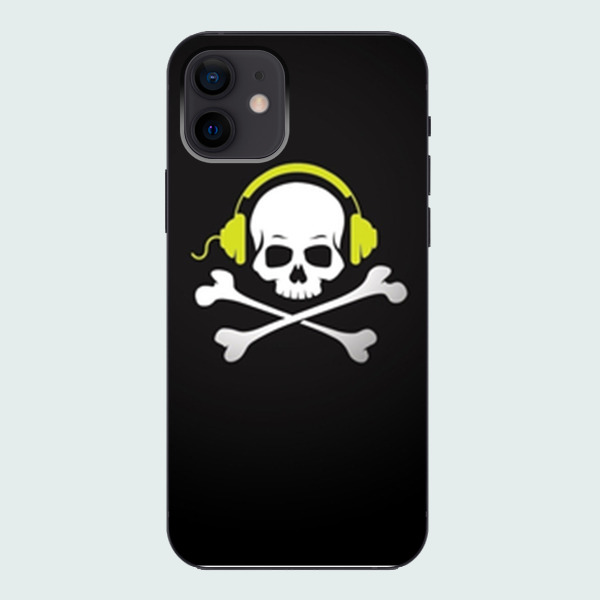 Чехол для iPhone 12 / 12 Mini / 12 Pro / 12 Pro Max череп в наушниках ...